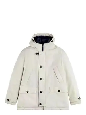 FAY Button-up Hooded Parka Coat - Neutrals