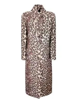 ALBERTO BIANI Leopard-Print Button Coat