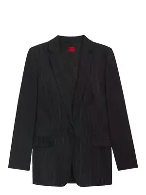 Hugo Pinstripe Single-breasted Blazer - Black