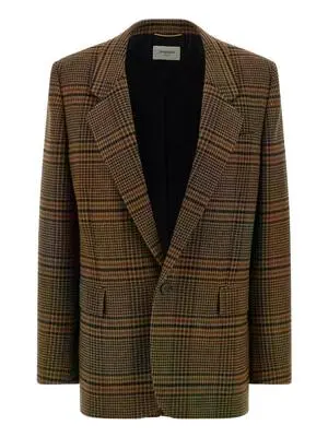 SAINT LAURENT Prince Of Wales-Check Blazer