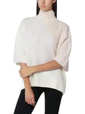Mark Kenly Domino Tan High-neck Open-back Sweater - Neutrals