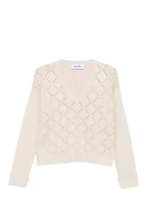 BLUGIRL Openwork V-neck Sweater - Neutrals