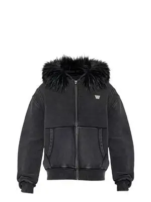 MISBHV Faux-fur Trim Zip Hoodie - Black