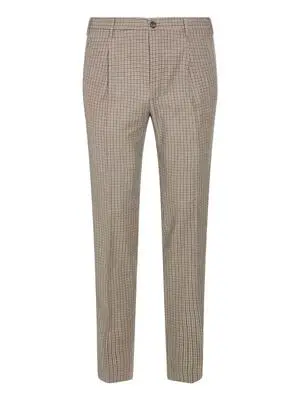 Incotex Checked Pleated Trousers - Neutrals