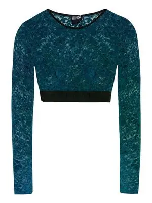 Versace Floral-lace Cropped Top - Blue