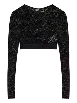 Versace Floral-lace Long-sleeve Top - Black