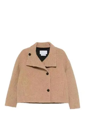 Harris Wharf London Buttoned Fleece Jacket - Neutrals