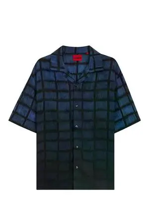 Hugo Checked Short-sleeve Shirt - Blue