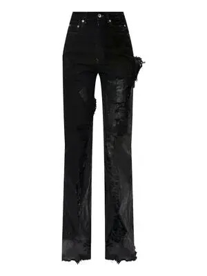 Rick Owens Panelled Distressed Jeans - Black