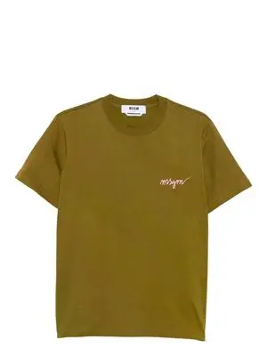 MSGM Logo-embroidered T-shirt - Green