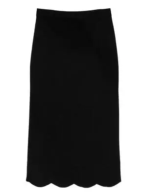 TWINSET Scalloped Hem Midi Skirt - Black