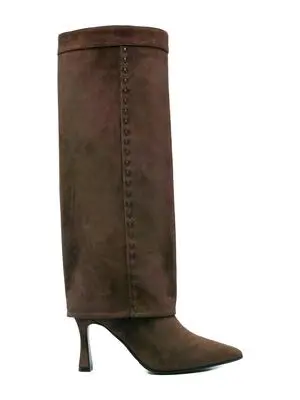 EVALUNA Suede Knee-high Boots - Brown