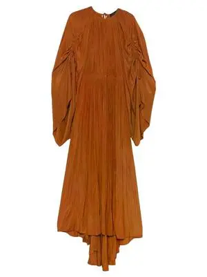 LANVIN Ruched Pleated Dress - Brown