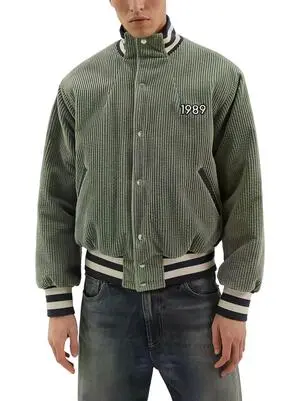 1989 STUDIO Corduroy Embroidered Bomber Jacket - Green