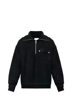 JIL SANDER Felted Zip Sweatshirt - Black