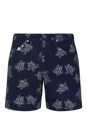 Vilebrequin Five-pocket Turtle-print Bermuda Shorts - Blue