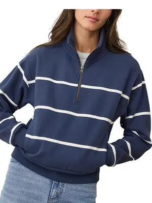 Marine Layer Cloud 9 Fleece Half Zip Sweatshirt Navy/white