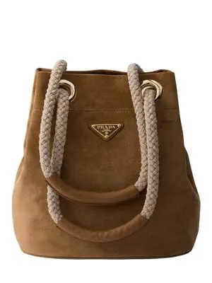 Prada Suede Bucket Shoulder Bag - Cinnamon