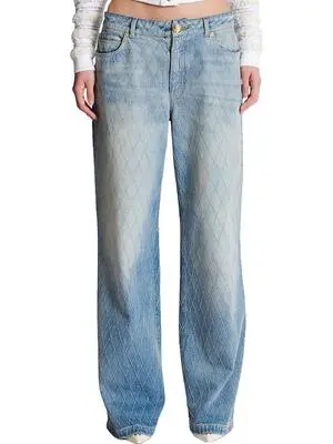 Balmain Diamond Washed Denim Straight-fit Jeans - Blue