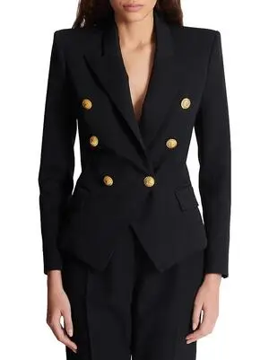 Balmain Fitted Grain De Poudre Jacket - Black