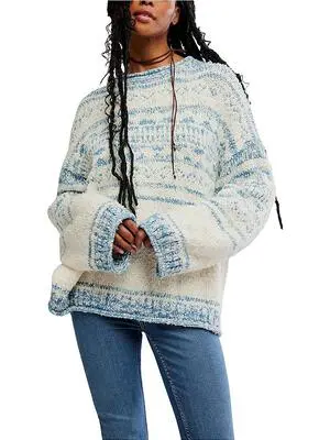Free People Dani Printed Sweater Cloud Comb