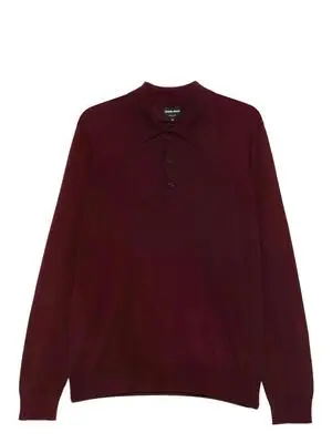 Giorgio Armani Long-sleeve Panelled Polo Shirt - Red