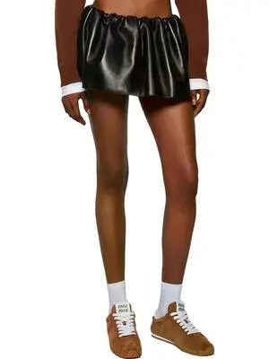 Miu Miu Leather Mini Skirt - Black