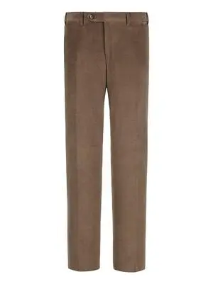 Canali Stretch Cotton And Cashmere Velvet Trousers - Brown