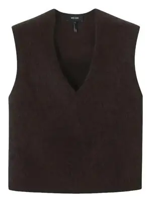 ME+EM Brushed Cashmere V-neck Vest - Ganache Brown