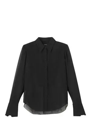 ME+EM Sheer Silk Button-down Blouse - Black