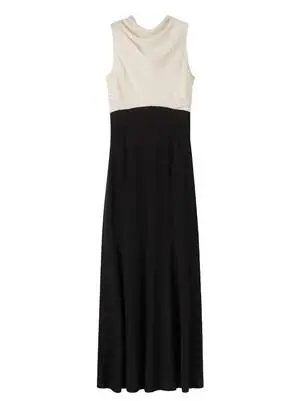 ME+EM Satin-backed Crepe Full Length Dress - Cream/black