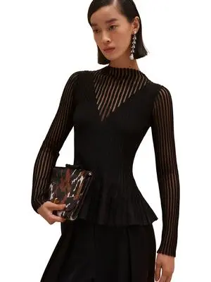 ME+EM Metallic Knit Peplum Top
