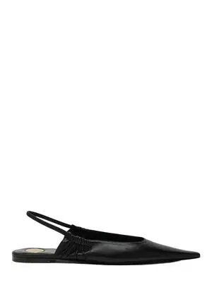 Saint Laurent Biarritz Ruched Ballet Flats - Black