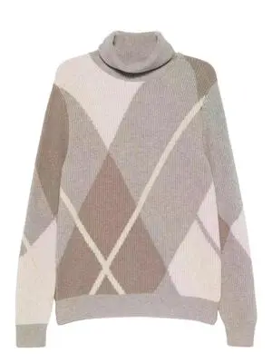 Eric Bompard Argyle Diamond-pattern Sweater - Neutrals