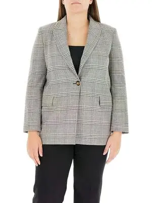 ELENA MIRO` Checked Blazer - Black
