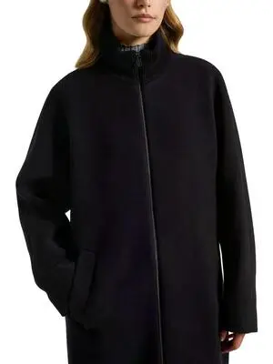 Peserico Drop-shoulder Funnel-neck Coat - Black