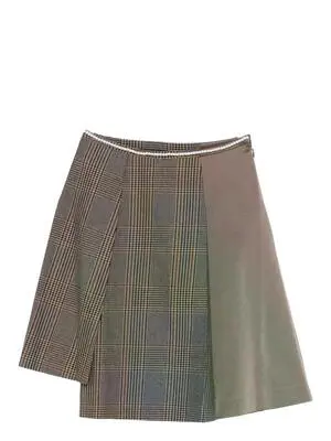 Kolor Prince Of Wales-check Asymmetric Skirt - Brown