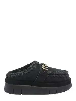Mou Logo Round-toe Mules - Black