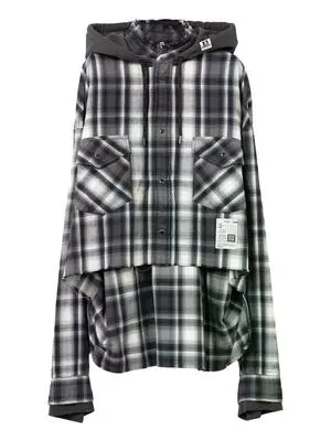 Mihara Yasuhiro Hooded Check Shirt - Black