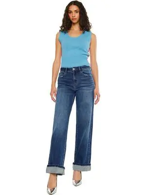 KANCAN Tiara Essentials High Rise Wide Leg Jeans - Dark Wash