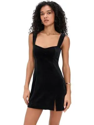 Good American Velvet Mini Dress - Black001