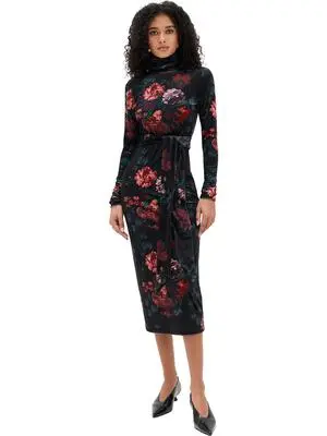 Cara Cara Piper Midi Dress - Eternal Flora Black