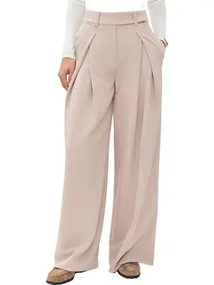 FAVORITE DAUGHTER Pleated Wide Leg Trousers - Mocha