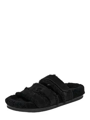 Tory Burch Ines Shearling Sport Slides - Perfect Black/black