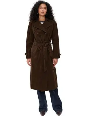 BAILEY ROSE Faux Suede Trench Coat