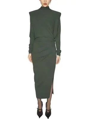 MUGLER Padded-shoulder Midi Dress - Green