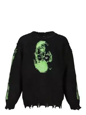DOUBLET Skull-embellished Frayed Sweater - Black