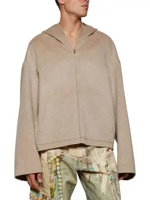 Acne Studios Hooded Cashmere Blend Jacket - Cream