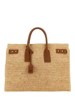 SAINT LAURENT Raffia Sac De Jour Shopping Bag