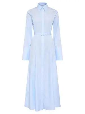 Gabriela Hearst Carmina Belted Cotton Maxi Shirt Dress Light Blue